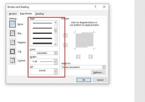 Cách tạo khung trong word cho toàn trang với Page Border