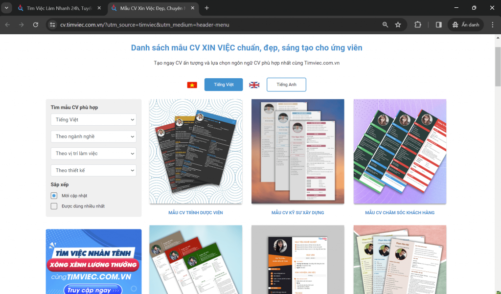 [1000+] Mẫu CV xin việc MIỄN PHÍ cho mọi ngành nghề 2026