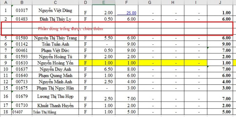 Cách thêm dòng trong excel nhanh và đơn giản nhất